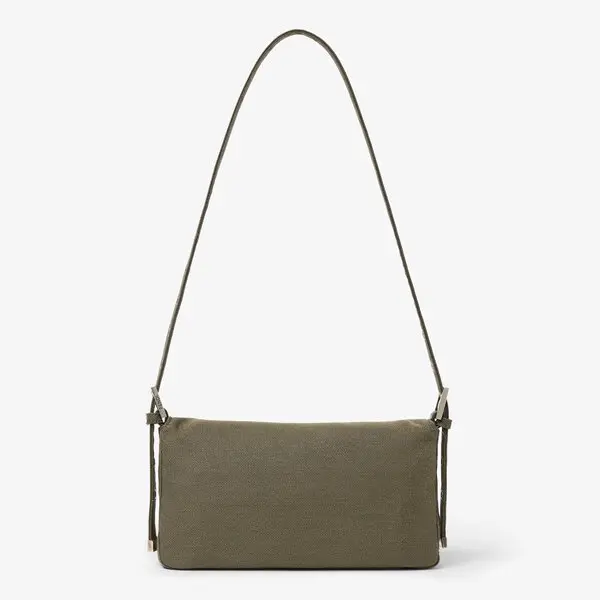 Fendi Baguette® 26424 Khaki Green Canvas Bag With Stencil Print